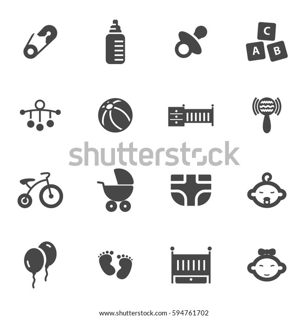 Vector Black Baby Icons Set On Stock Vector (Royalty Free) 594761702 ...