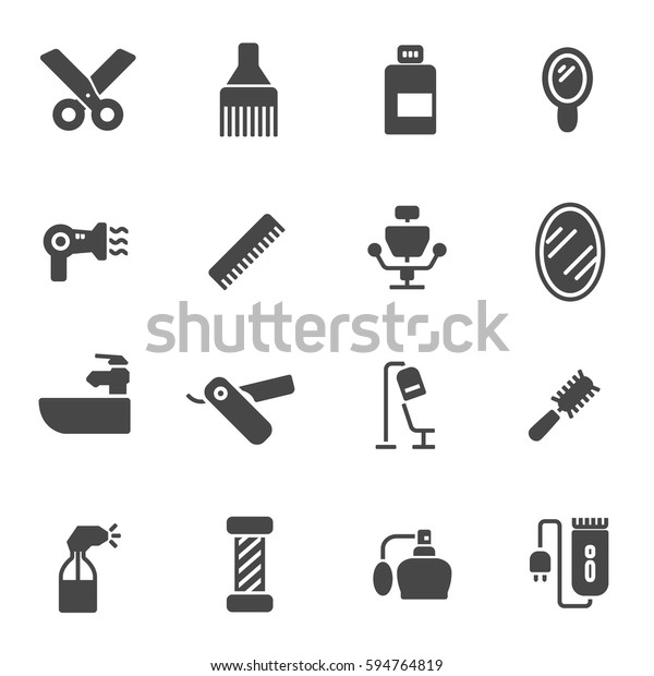 Vector Black Barber Icons Set On Stock Vector (Royalty Free) 594764819