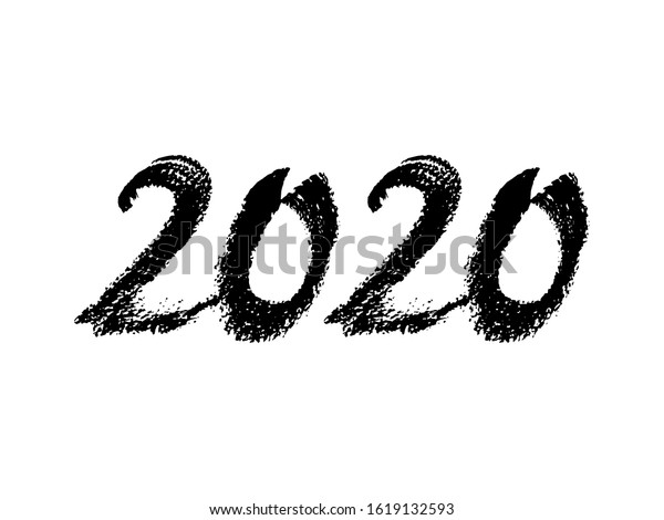 Vector Black Brush Calligraphy 2020 Sign Stock Vector (Royalty Free ...