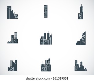 Vector Black Building Icons Set White Stock Vector (Royalty Free ...