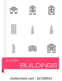 Vector Black Buildings Icon Set On Stock Vector (Royalty Free ...