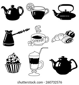 Vector Black Cafe Icon Set On Stock Vector (Royalty Free) 260732576 ...