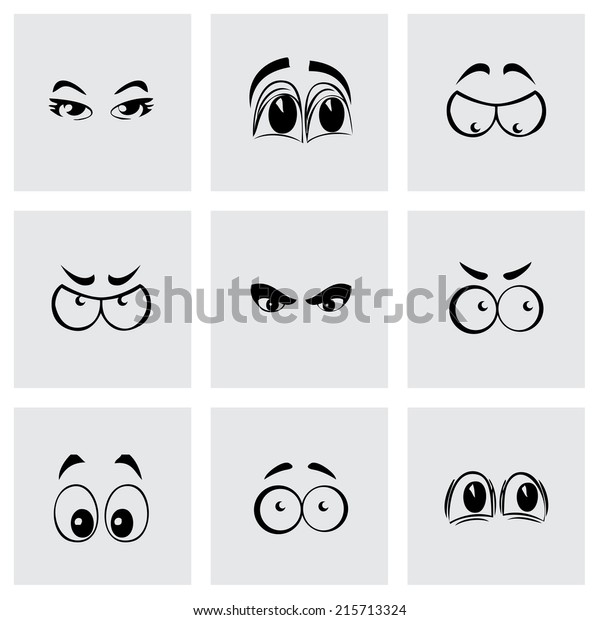 Vector Black Cartoon Eyes Icons Set Stock Vector (Royalty Free) 215713324