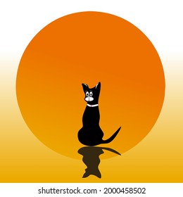 Vector Black Cat Morning Sun Stock Vector (Royalty Free) 2000458502 ...