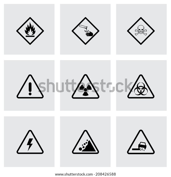 Vector Black Danger Icons Set On Stock Vector (Royalty Free) 208426588 ...