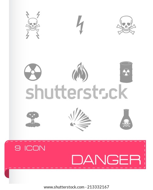 Vector Black Danger Icons Set On Stock Vector (Royalty Free) 213332167 ...