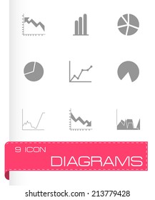 Vector Black Diagrams Icons Set On Stock Vector (Royalty Free ...