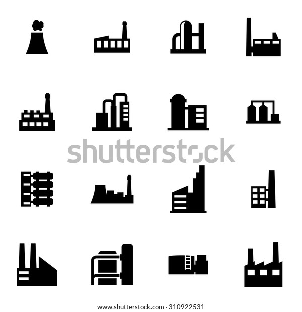 Vector Black Factory Icon Set Stock Vector (Royalty Free) 310922531 ...