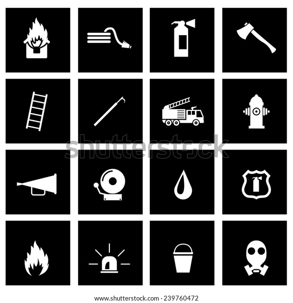 Vector Black Firefighter Icon Set On Stock Vector (Royalty Free ...