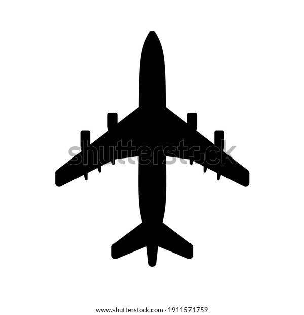 Vector Black Flying Airplane Plane Silhouette Stock Vector (Royalty ...