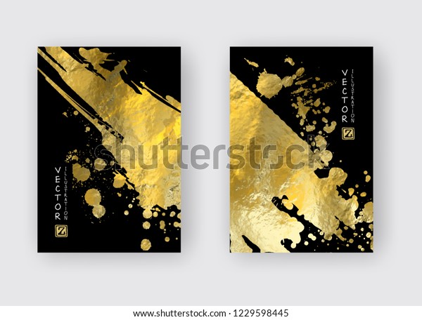 Vector Black Gold Design Templates Set Stock Vector (Royalty Free ...
