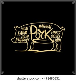 Vector Black Gold Beef Meat Label Stock Vector (Royalty Free) 491490670