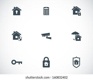 Vector Black Home Security Icons Set Stock Vector (Royalty Free) 160832402