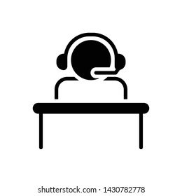 Vector Black Icon Call Center Operator Stock Vector (Royalty Free ...