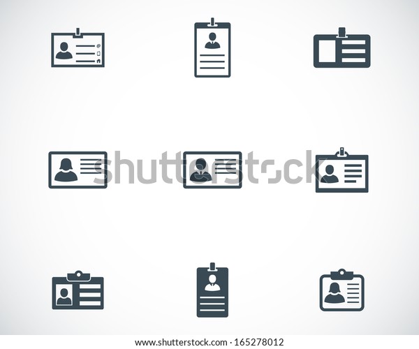 Vector Black Id Card Icons Set Stock Vector (Royalty Free) 165278012 ...