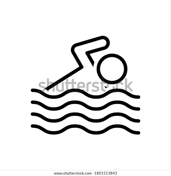 Vector Black Line Icon Swim Stock Vector (Royalty Free) 1801513843 ...