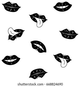 Vector Black Lips Illustration Seamless Pattern Stock Vector (Royalty ...