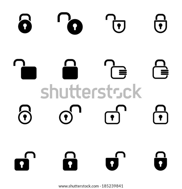 Vector Black Lock Icons Set On Stock Vector (Royalty Free) 185239841 ...
