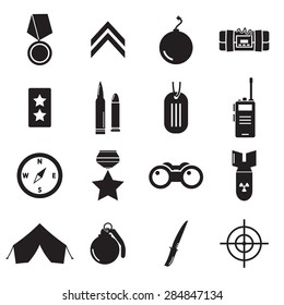 Vector Black Military Icons Set On Stock Vector (Royalty Free ...