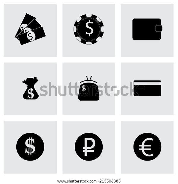 Vector Black Money Icons Set On Stock Vector (Royalty Free) 213506383 ...