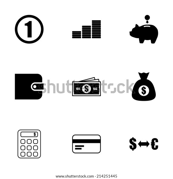 Vector Black Money Icons Set On Stock Vector (Royalty Free) 214251445 ...