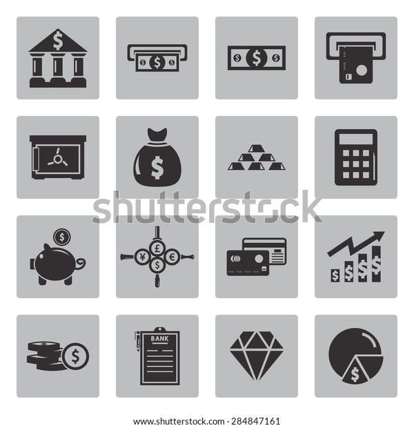 Vector Black Money Icons Set Stock Vector (Royalty Free) 284847161 ...