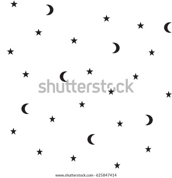 Vector Black Moon Stars Seamless Pattern Stock Vector (Royalty Free ...
