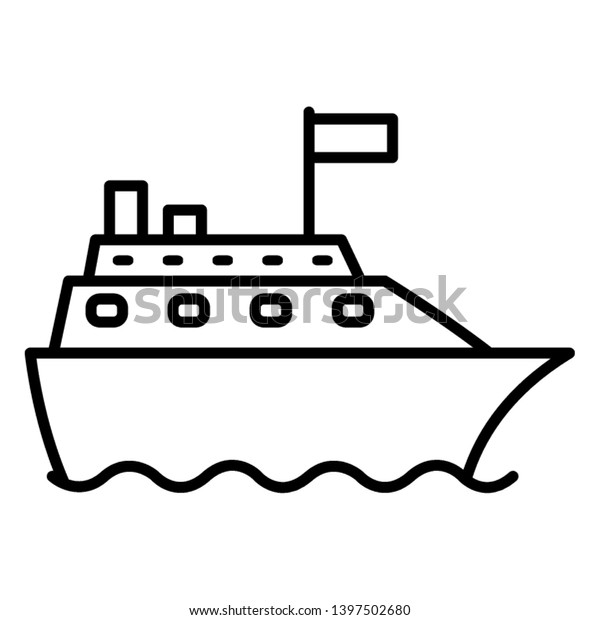 Vector Black Outline Cruise Ship Icon Stock Vector (Royalty Free ...