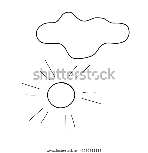 Vector Black Outline Illustration One Sun Stock Vector (Royalty Free ...