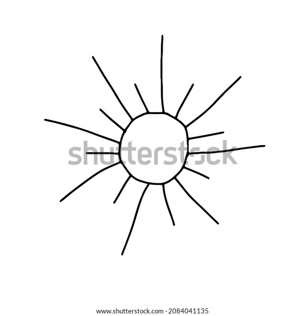 Vector Black Outline Illustration Sun Isolated Stock Vector (Royalty ...