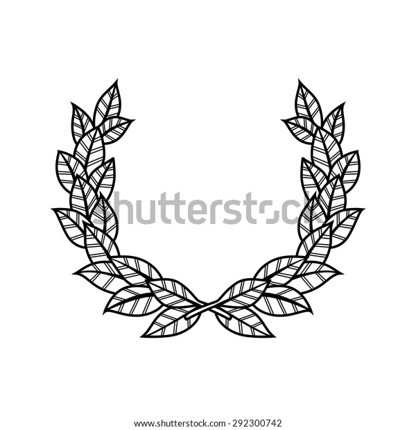 Vector Black Outline Laurel Wreath On Stock Vector (Royalty Free) 292300742