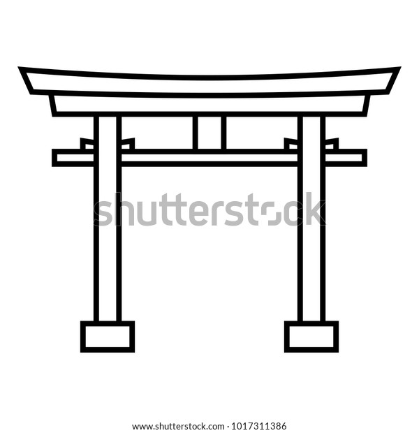 Vector Black Outline Shinto Icon Japanese Stock Vector (Royalty Free ...
