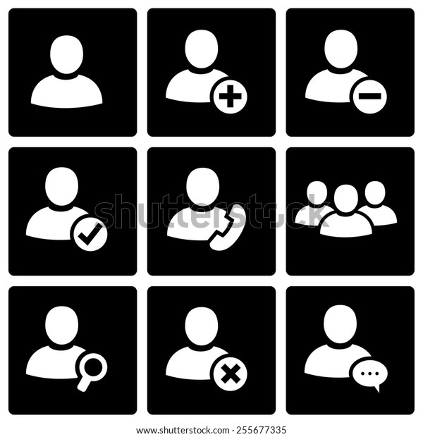 Vector Black People Icon Set On 스톡 벡터(로열티 프리) 255677335