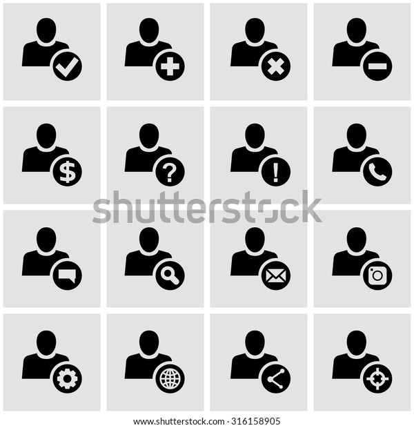 Vector Black People Icon Set: vector de stock (libre de regalías ...