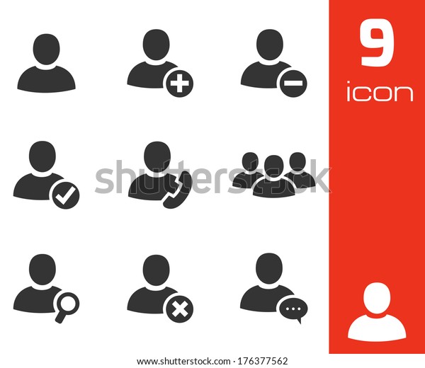 Vector Black People Icons Set On Stock Vector (Royalty Free) 176377562