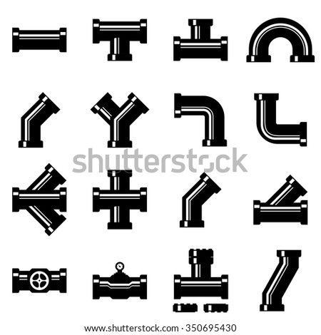 Vector Black Pipe Fittings Icon Set Stock Vector (Royalty Free ...