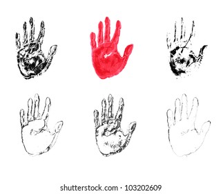 Vector Black Red Hand Print On Stock Vector (Royalty Free) 103202609 ...