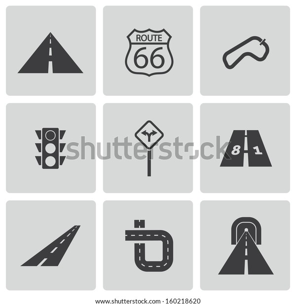 Vector Black Road Icons Set Stock Vector (Royalty Free) 160218620 ...