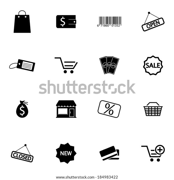 Vector Black Shop Icons Set On Stock Vector (Royalty Free) 184983422