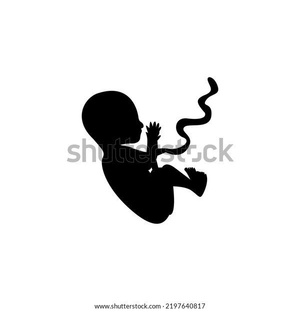 Vector Black Silhouette Human Fetus Vector Stock Vector (Royalty Free ...