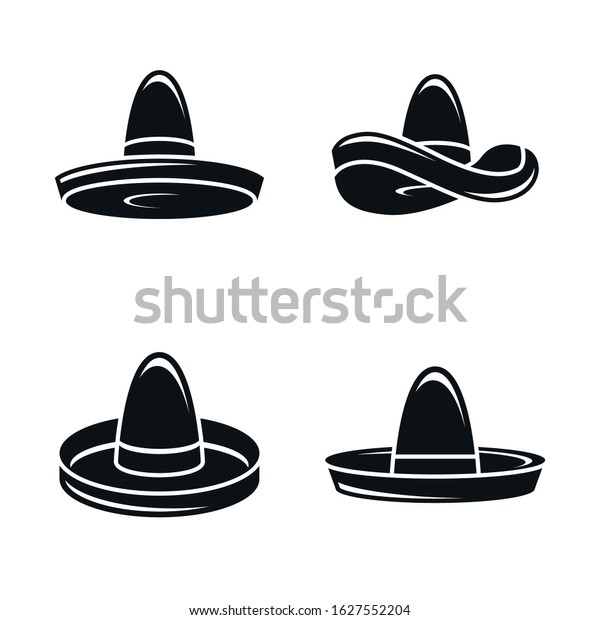 Vector Black Sombrero Hat Icons Set Stock Vector (Royalty Free ...