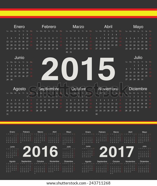 Vector Black Spanish Circle Calendars 2015 Stock Vector (Royalty Free ...