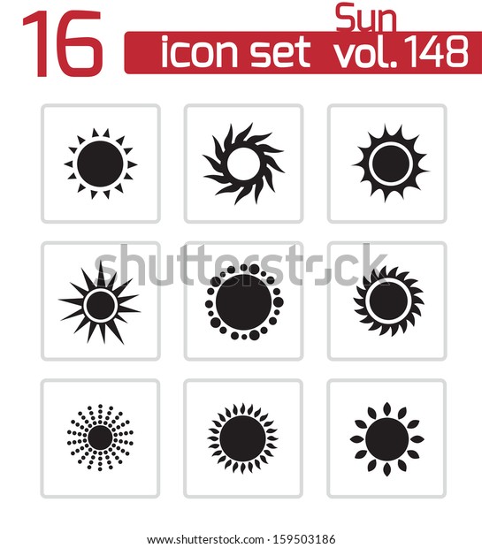 Vector Black Sun Icons Set Stock Vector (Royalty Free) 159503186 ...