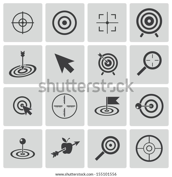Vector Black Target Icons Set Stock Vector (Royalty Free) 155101556