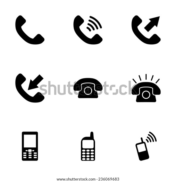 Vector Black Telephone Icon Set On Stock Vector (Royalty Free ...