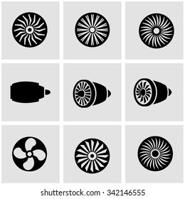 Turbines Icons Set Airplane Engine Silhouettes Stock Vector (Royalty ...