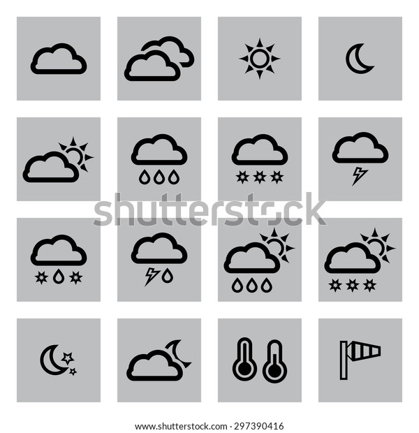 Vector Black Weather Icons Set On Stock Vector (Royalty Free) 297390416 ...