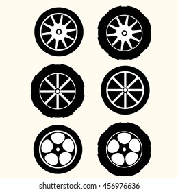 Vector Black Wheel Icon Set Stock Vector (Royalty Free) 456976636 ...