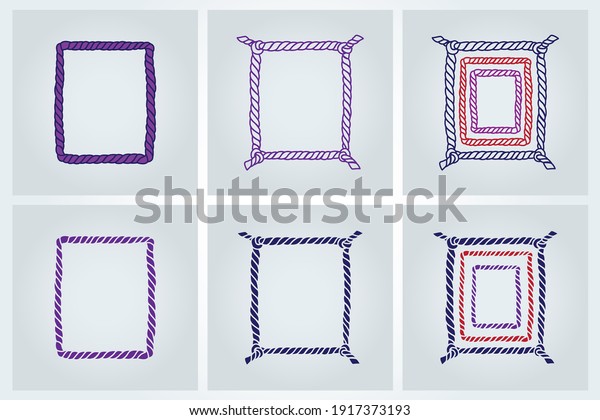 Vector Black White Braided Rope Frame Stock Vector (Royalty Free ...