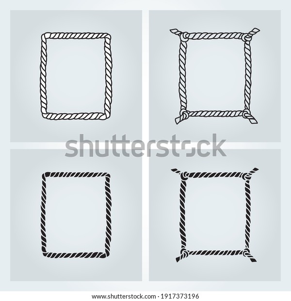 Vector Black White Braided Rope Frame Stock Vector (Royalty Free ...